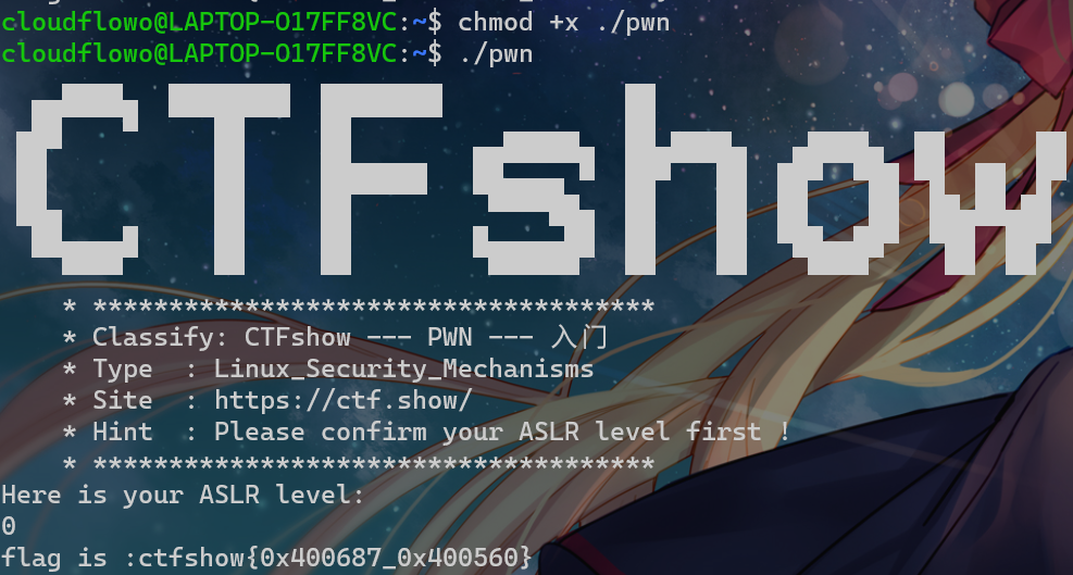 ctfshow pwn入门 | 雲流のLowest World